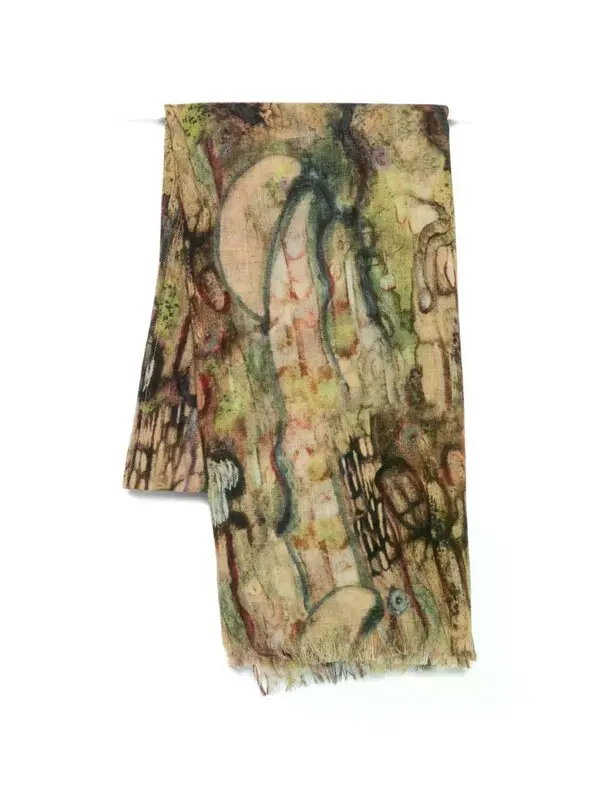 YAVI Printed Fringed Scarf