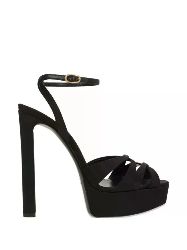 Saint Laurent 110mm Chandelle Strappy Platform Sandals - Black