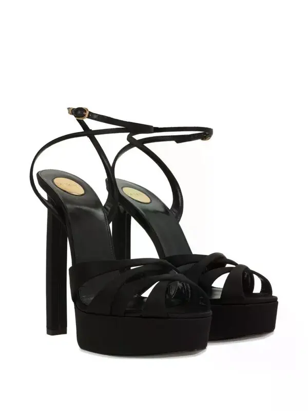Saint Laurent 110mm Chandelle Strappy Platform Sandals - Black
