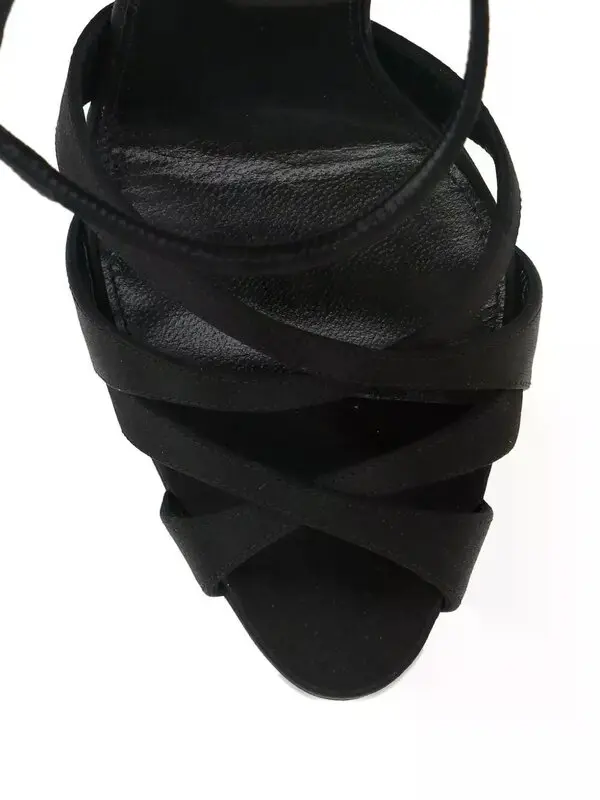 Saint Laurent 110mm Chandelle Strappy Platform Sandals - Black