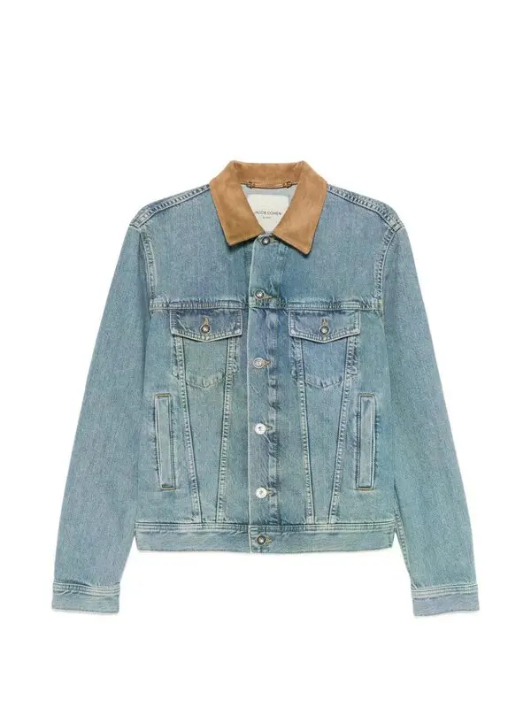 Jacob Cohen Leather-collar Jacket - Blue