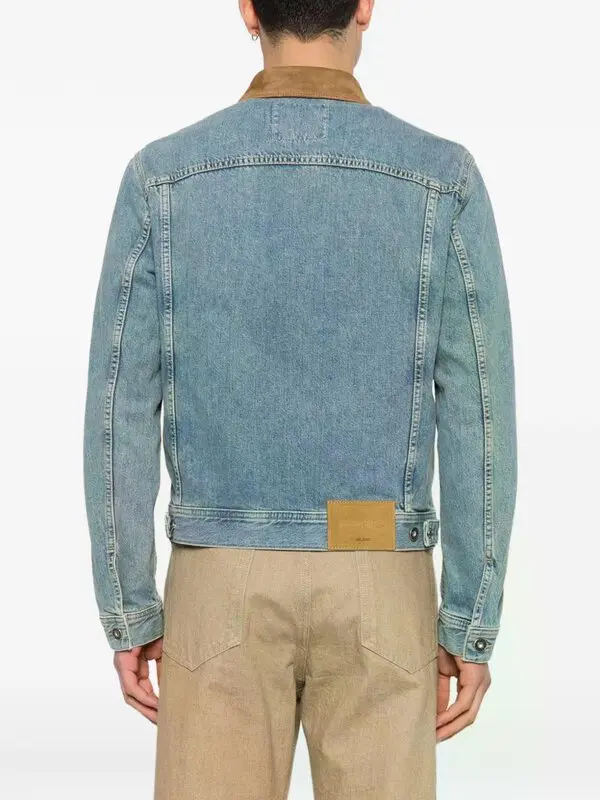 Jacob Cohen Leather-collar Jacket - Blue