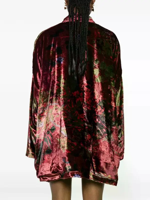 YAVI Floral Print Velvet Jacket