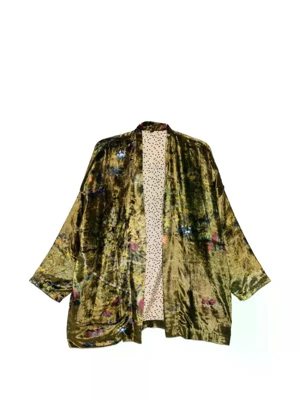 YAVI Floral Velvet Jacket - Green