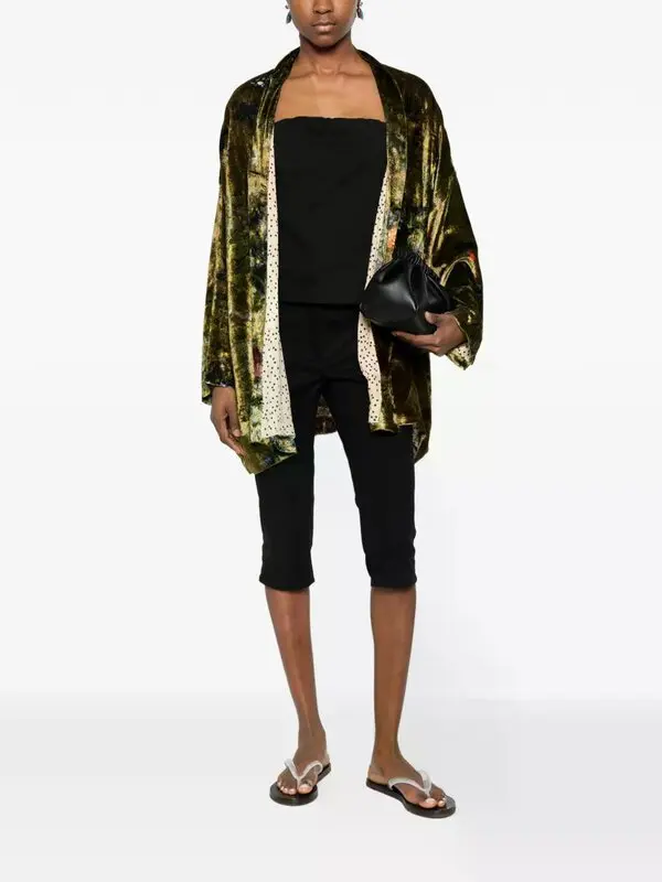 YAVI Floral Print Velvet Jacket