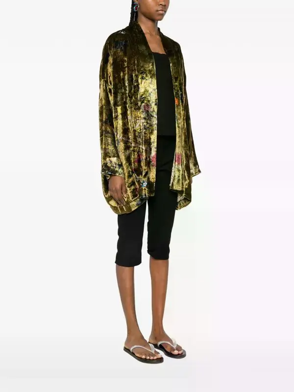 YAVI Floral Print Velvet Jacket