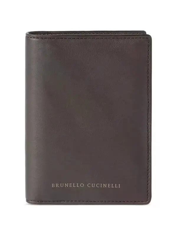 Brunello Cucinelli Calfskin Passport Holder - Brown