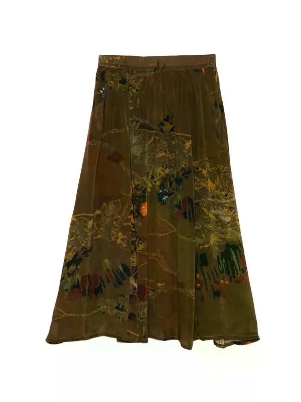 YAVI Floral Print Pleated Skirt