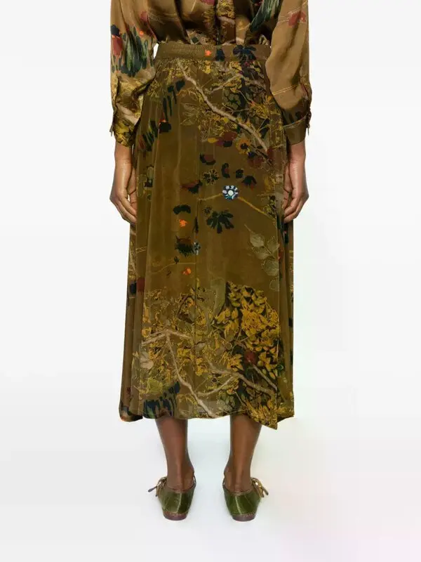 YAVI Floral Print Pleated Skirt