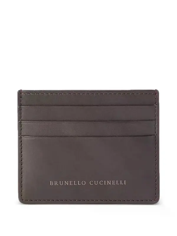 Brunello Cucinelli Calfskin Card Case - Brown