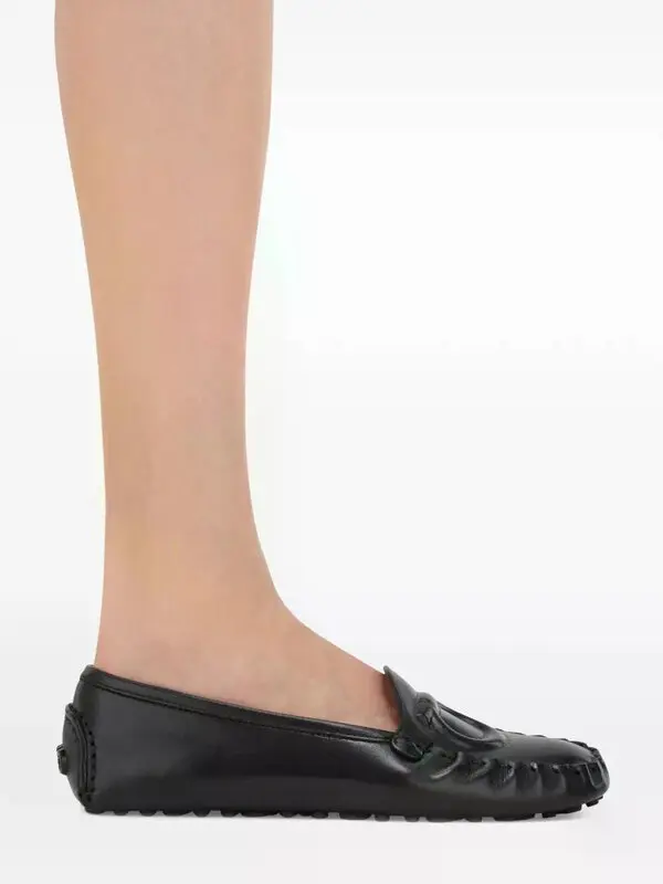 FERRAGAMO Gancini Detail Driver Loafers - Black