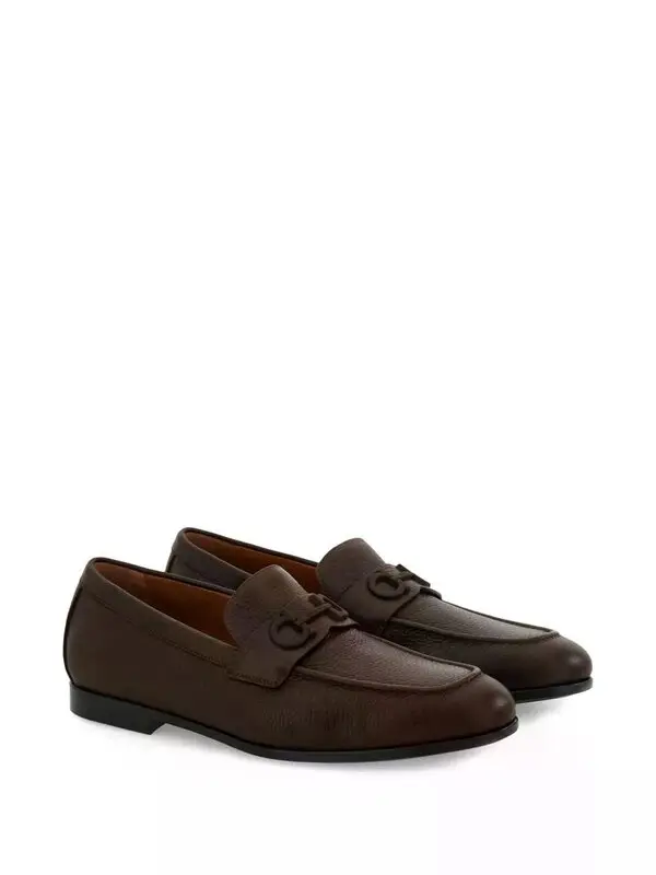FERRAGAMO Loafers With Gancini Buckle - Brown
