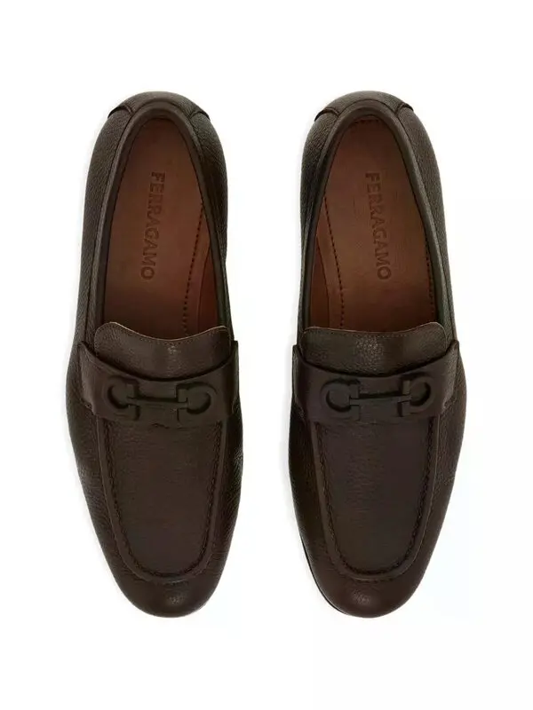 FERRAGAMO Loafers With Gancini Buckle - Brown