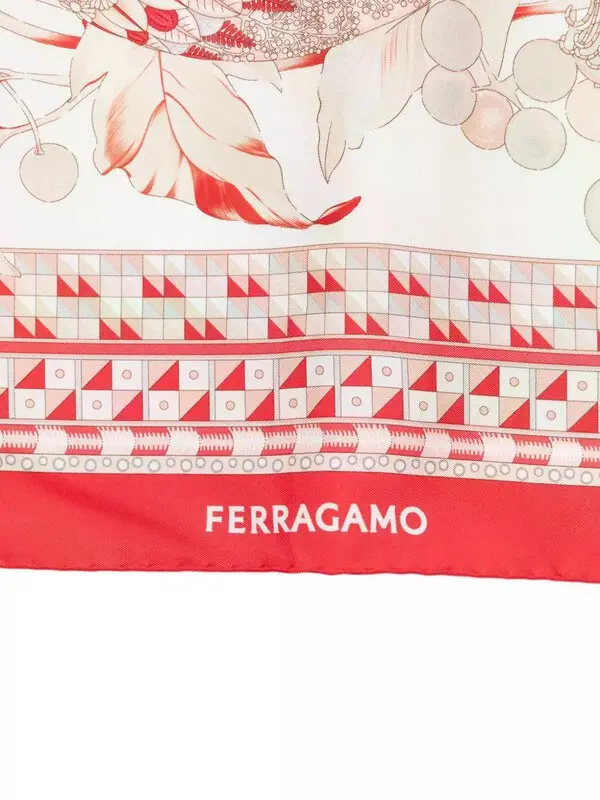 FERRAGAMO Bird Print Scarf - White