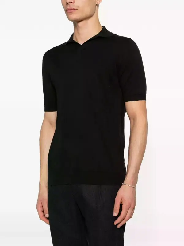 Fedeli Short-sleeve Polo Shirt - Black
