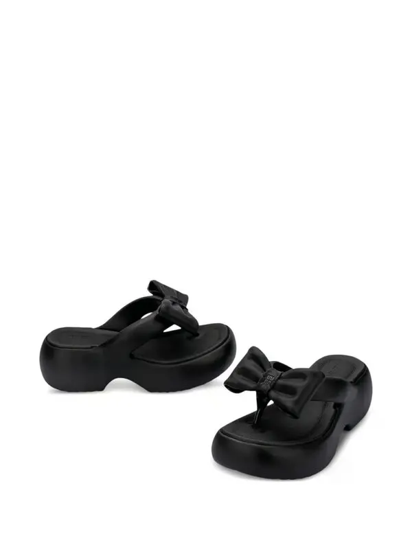 Melissa Fuzzy Platform Bow-detail Sandals - Black