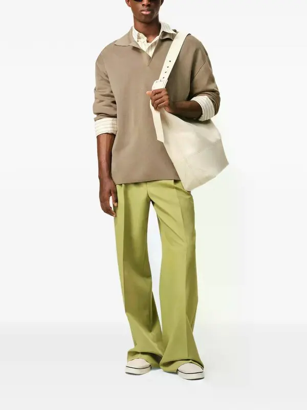 AMI Paris Wool Long Sleeves Polo - Neutrals