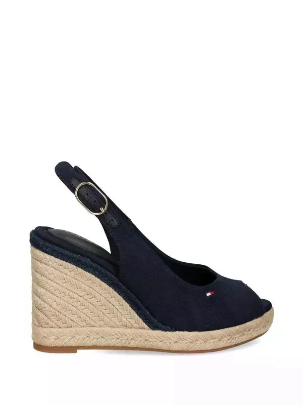 Tommy Hilfiger Logo-embroidered Wedge Espadrilles - Blue