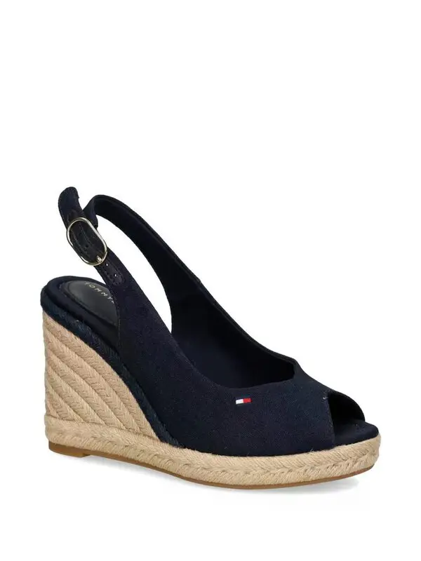 Tommy Hilfiger Logo-embroidered Wedge Espadrilles - Blue