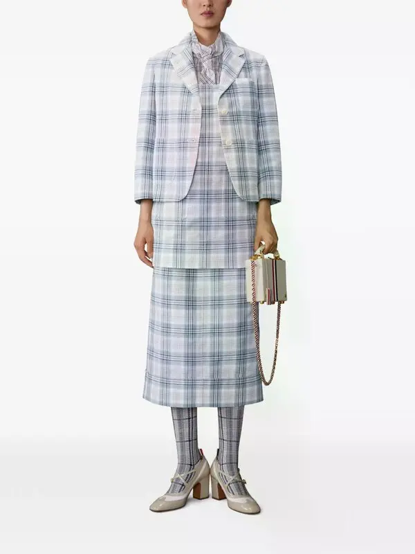 Thom Browne Windowpane Plaid Mini Sack Dress - Blue