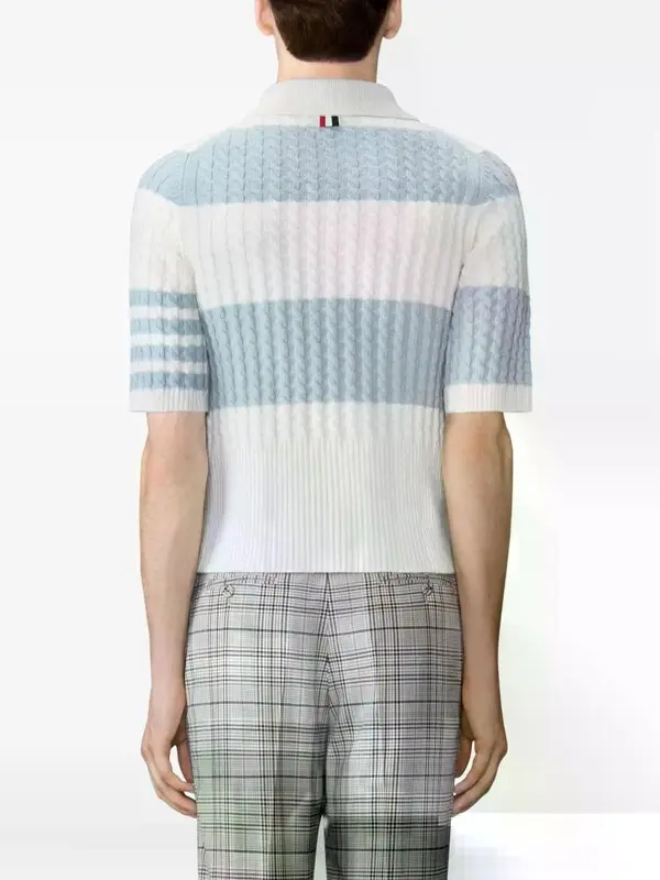 Thom Browne Cashmere Cable Stitch 4-bar Rugby Stripe Polo