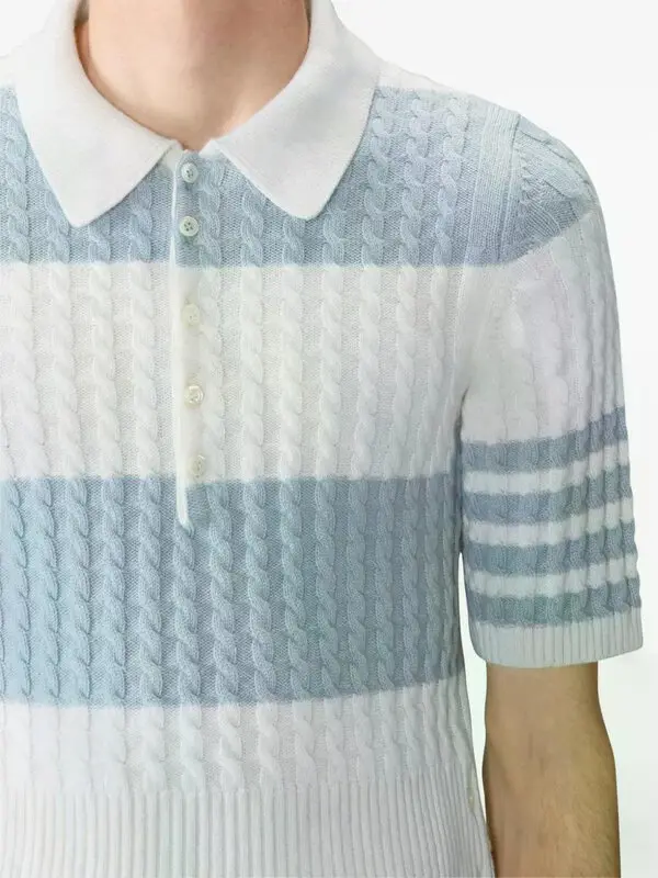 Thom Browne Cashmere Cable Stitch 4-bar Rugby Stripe Polo