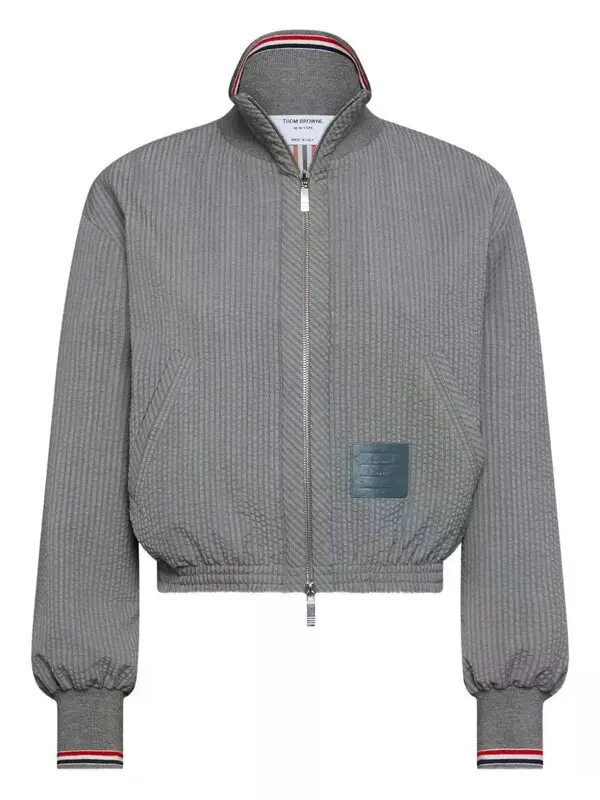 Thom Browne Zip-fastening Patch-detailed Jacket - Grey