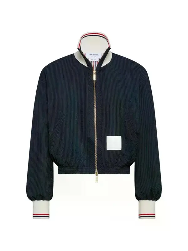 Thom Browne Zip-fastening Patch-detailed Jacket - Grey