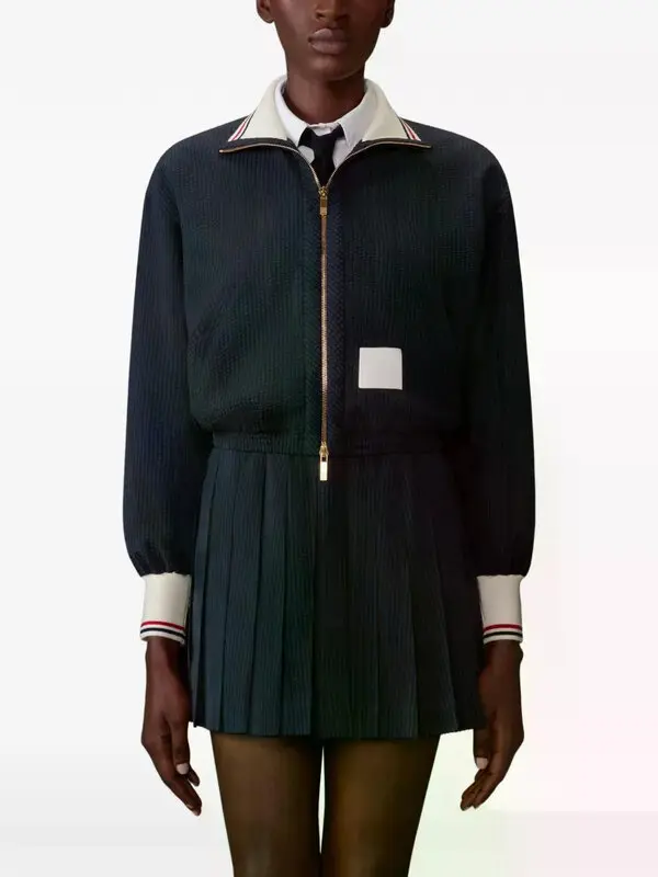 Thom Browne Zip-fastening Patch-detailed Jacket - Grey