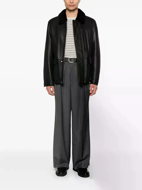 YVES SALOMON Collared Pocket Leather Jacket