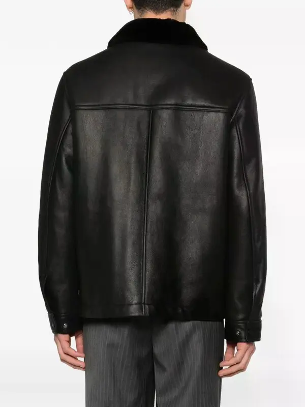 YVES SALOMON Collared Pocket Leather Jacket