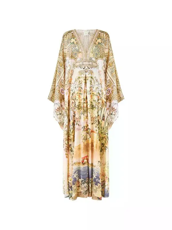Camilla Floral-print V-neck Maxi Dress - Neutrals