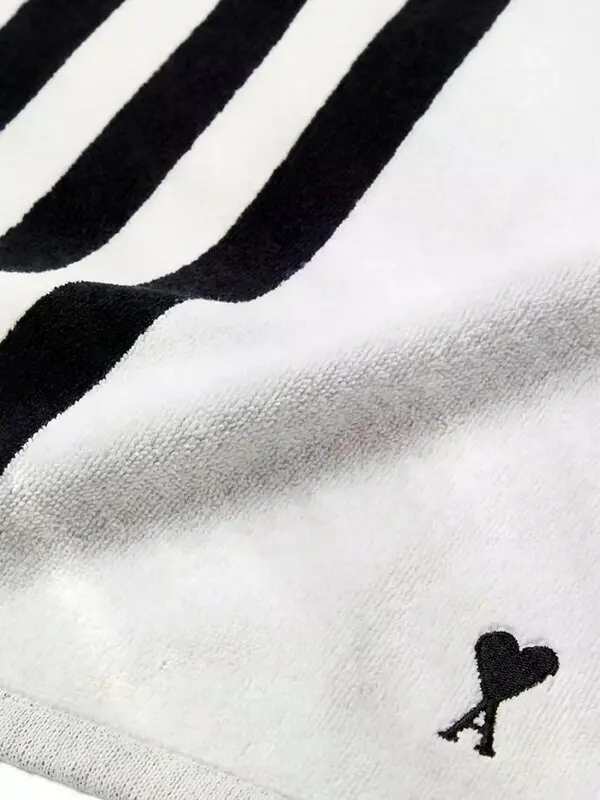 AMI Paris De Coeur Striped Beach Towel