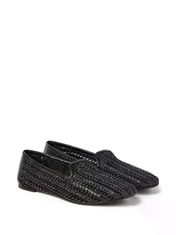 Brunello Cucinelli Techno Raffia And Calfskin Flats