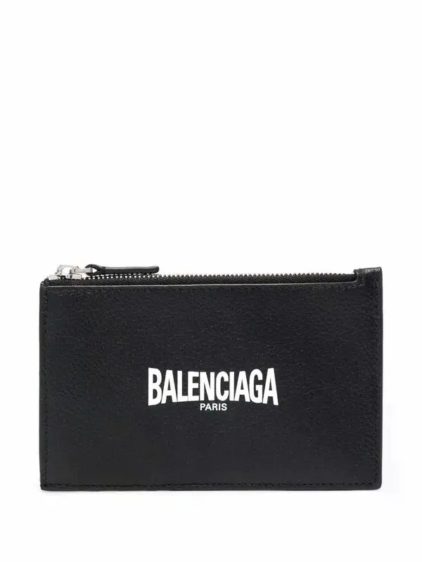 Balenciaga Logo-print Leather Cardholder Wallet - Black