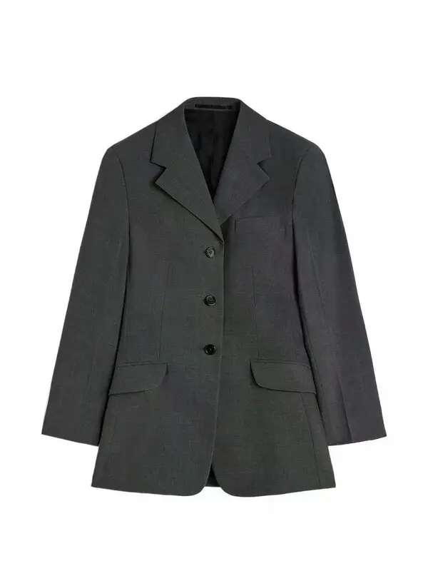 JIL SANDER Poplin Wool Blazer - Grey
