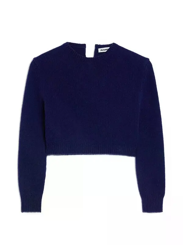 JIL SANDER Cropped Wool Sweater - Blue