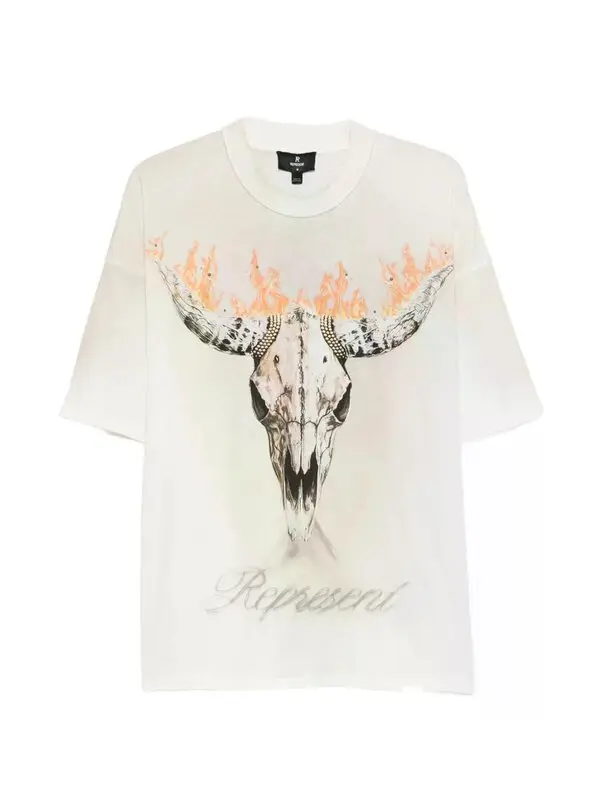 REPRESENT Skull-print T-shirt - Neutrals