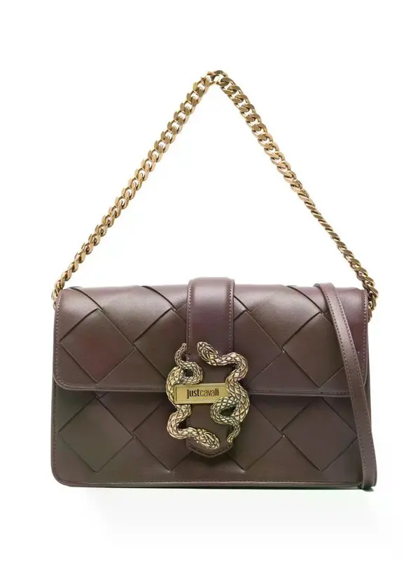 Just Cavalli Woven Snake Appliqué Tote Bag - Brown