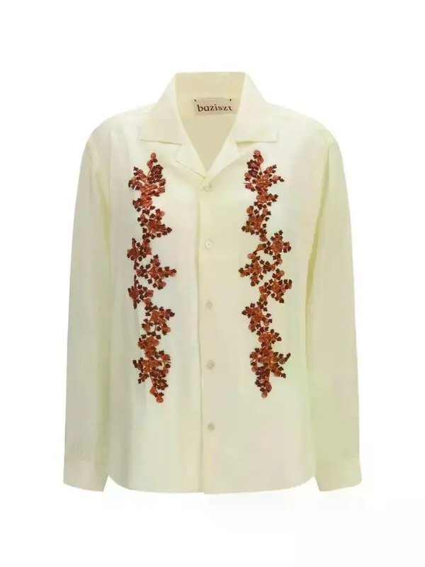 BAZISZT Floral-embellished Shirt - Neutrals
