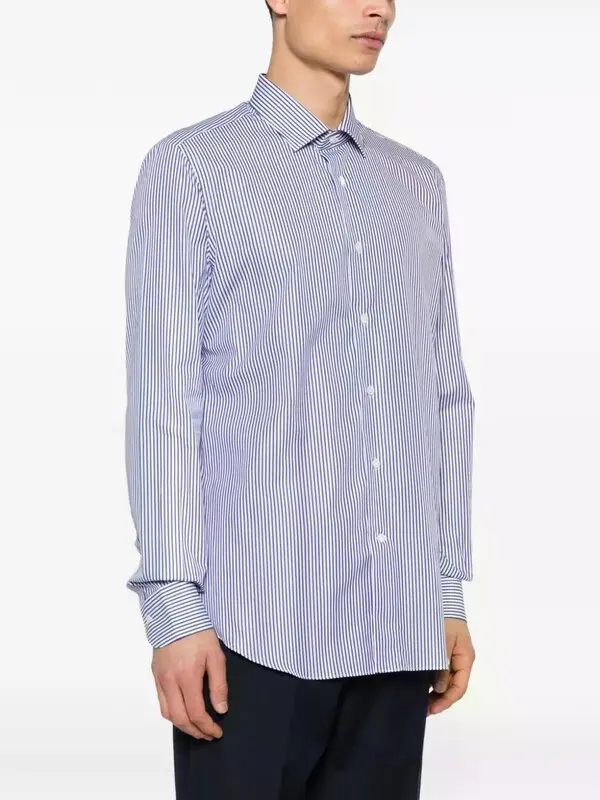 MAZZARELLI Striped Button Shirt - Blue