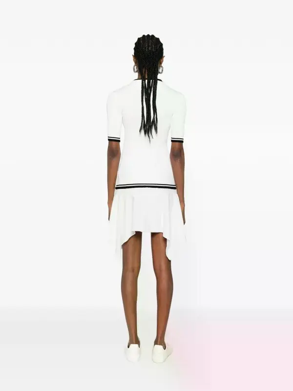 Off-White V-neck Ribbed Mini Dress