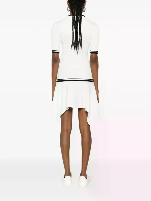 Off-White V-neck Ribbed Mini Dress