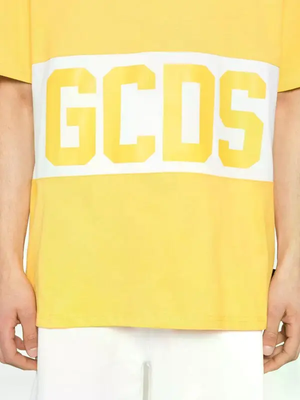 Gcds Logo Striped T-shirt - Yellow