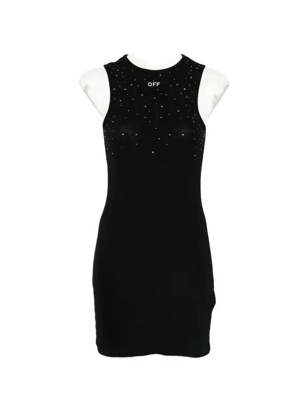 Off-White Embellished Fitted Mini Dress - Black