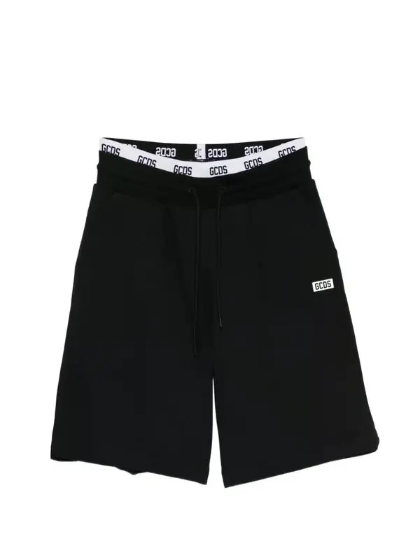 Gcds Logo Waistband Track Shorts - Black