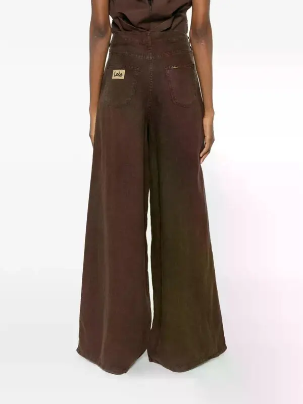 LOIS Button Wide-leg Trousers - Brown