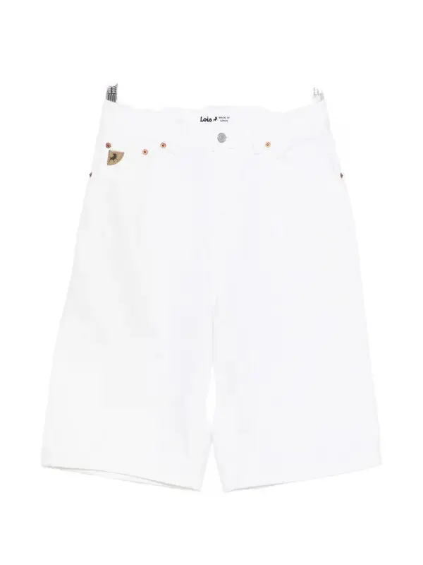 LOIS Camille Logo Patch Shorts - White