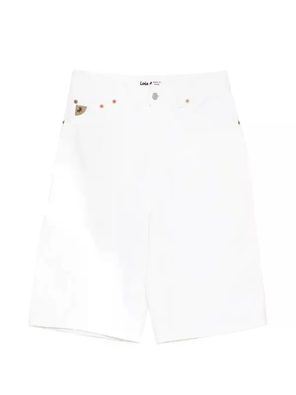 LOIS Camille Logo Patch Shorts - White
