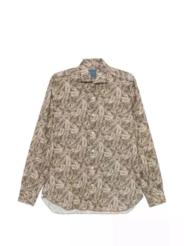 BARBA NAPOLI Leaf-print Shirt - Brown
